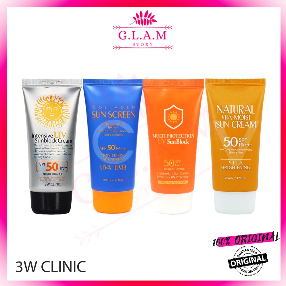 3W Clinic Intensive UV Sun Block Cream / Collagen Sunscreen / Natural ...