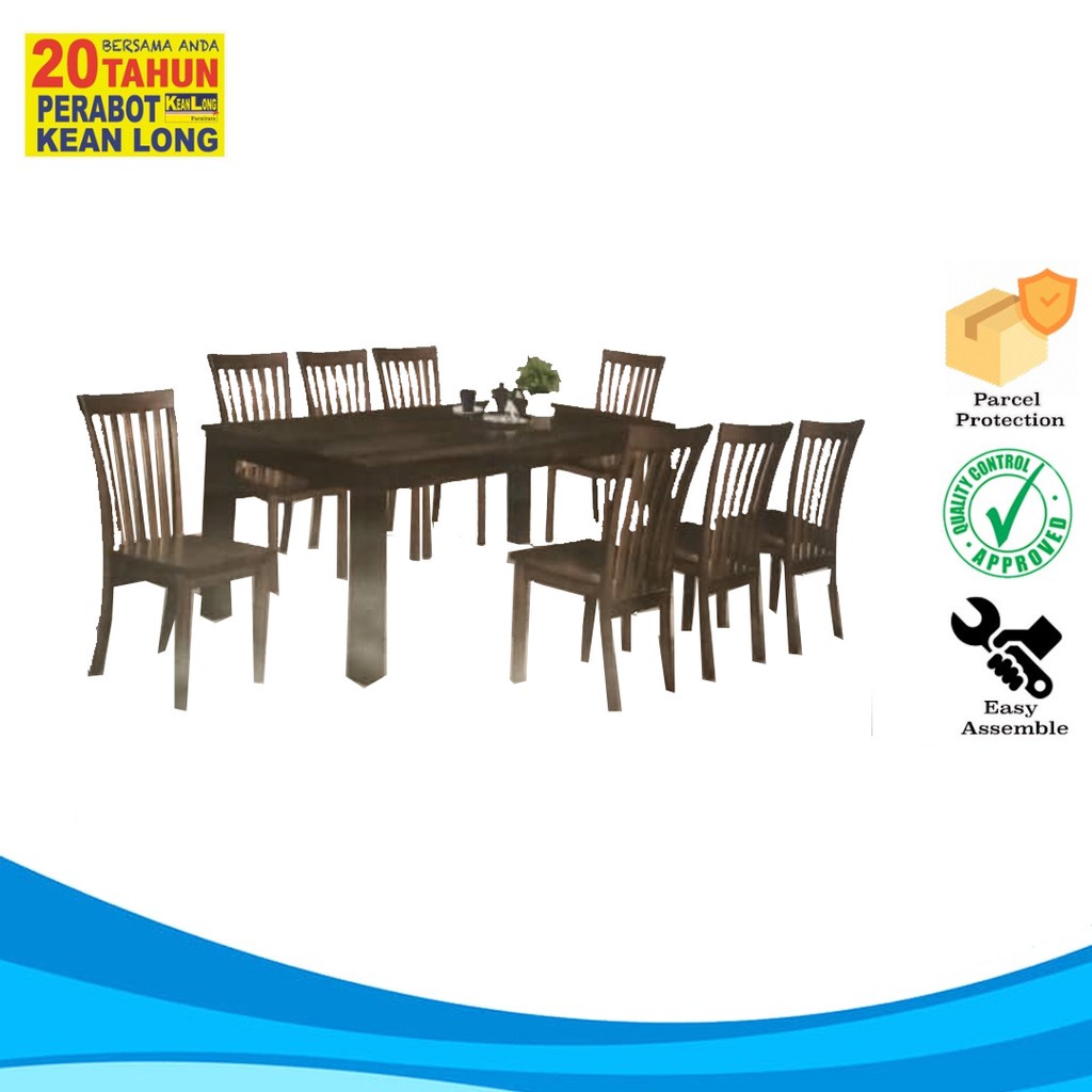 KLSB Set Meja Makan 8+1 Kerusi Kayu / Set Makan/ Dining Set/ Dining Table Set | Shopee Malaysia