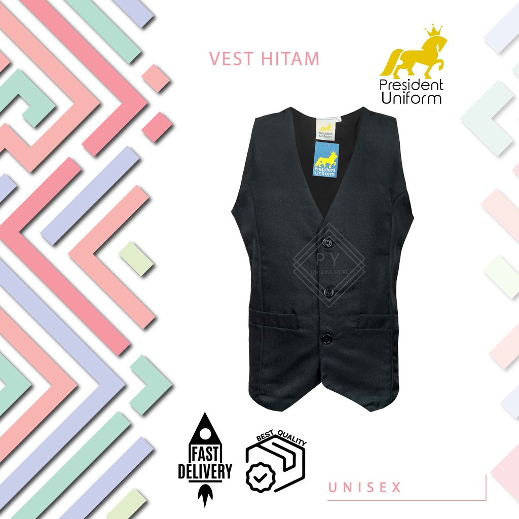VEST HITAM PENGAWAS READY STOCK !!! VEST SEKOLAH RENDAH DAN MENENGAH ...