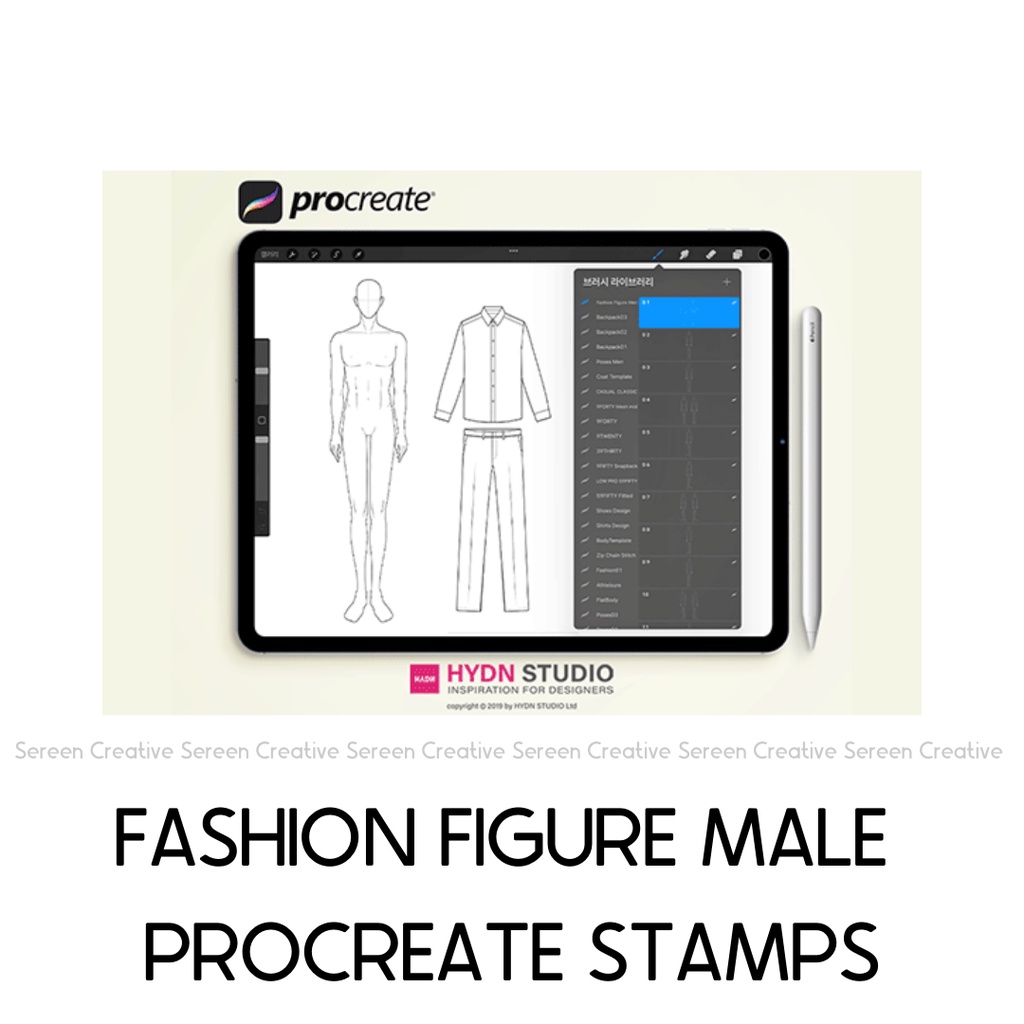 P95 Fashion Figure Templates Men Procreate Stamps (Body figure, fashion ...