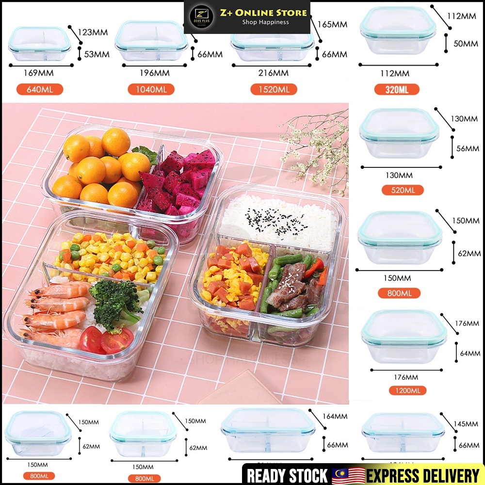 ZPLUS Rectangle Microwave Safe Glass Container Glass Food Storage Glass ...