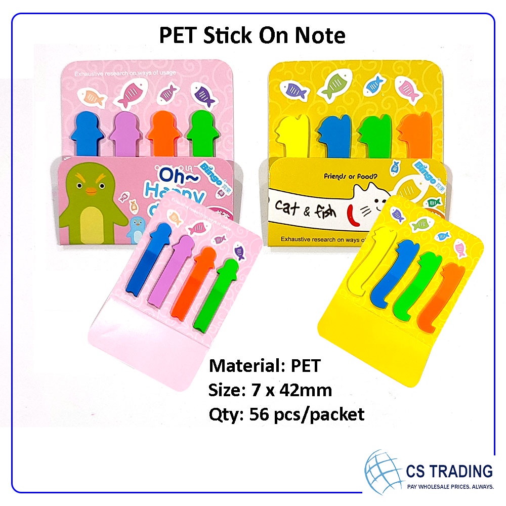 Bingo PET Stick on Notes 56pcs Fluorescent Stickers Bookmark Marker ...