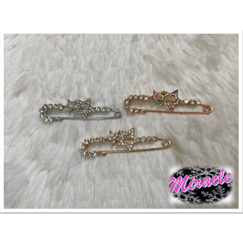 [7-Long Pin Star] Korean Diamond Muslimah Hijab Pin Kerongsang Tudung ...