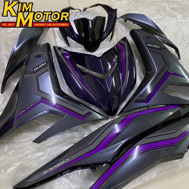COVERSET Y15 V1 V2 ORIGINAL VELOZI PURPLE GREY SD16 2022 STICKER STRIPE TANAM | Shopee Malaysia