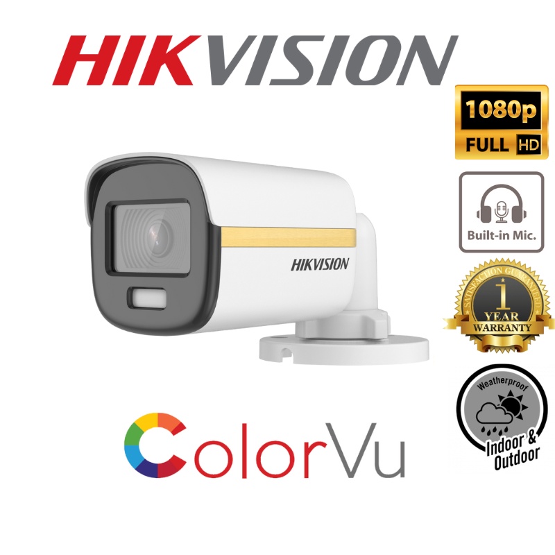 HIKVISION CCTV ColorVu Full Time Colour Audio Analog 2MP 1080P Full HD ...