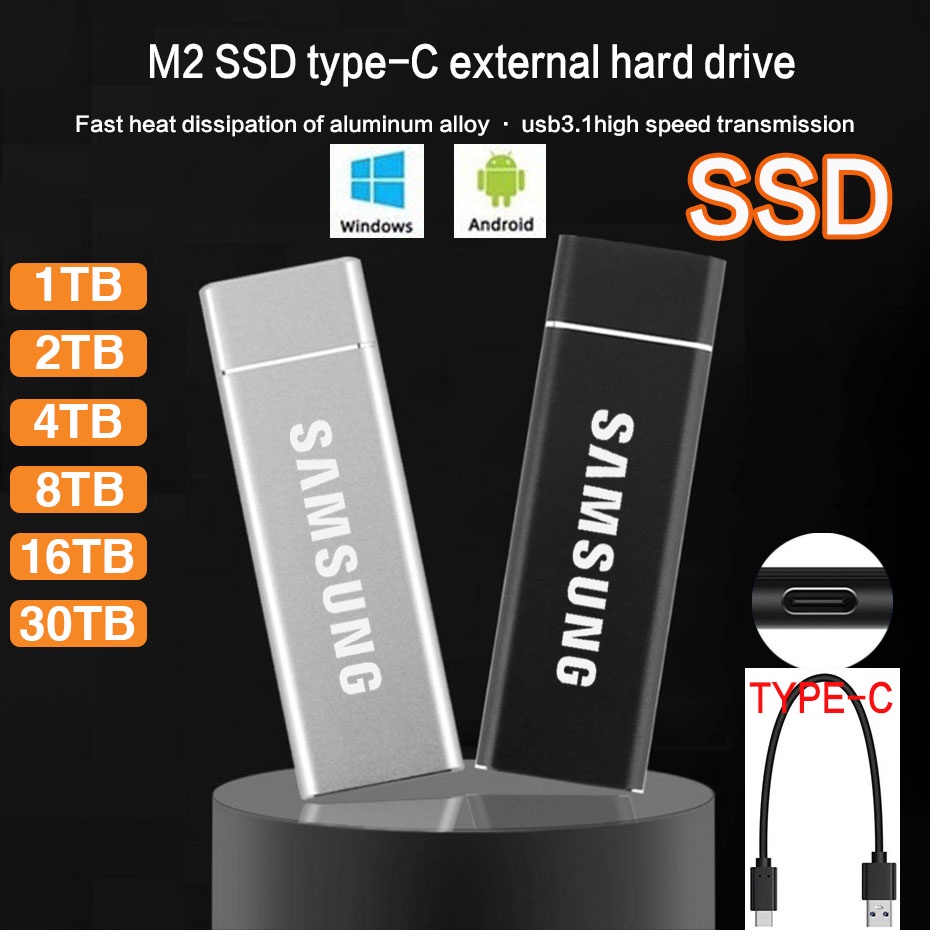 SSD Samsung External Hard Disk Drive 16TB/30TB USB3.1 Hard Disk Portable 8TB Portable Hard Drive ...