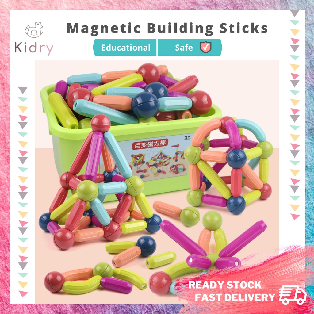 Magnetic Building Sticks Blocks Rods Balls Bars Learning STEM Magnet ...