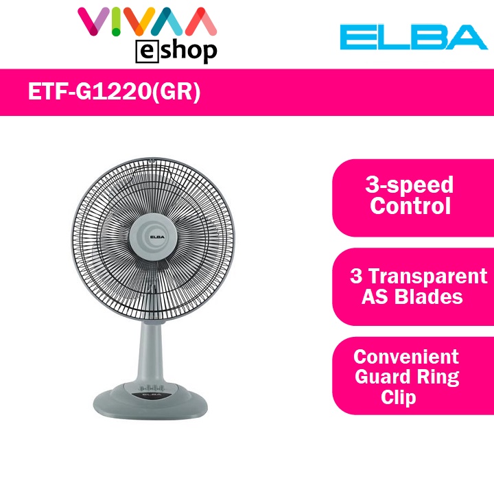Elba 3 Blades Table Fan (12 Inch/40W) ETF-G1220(GR) | Shopee Malaysia