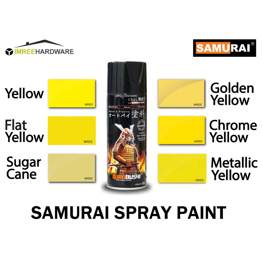 SAMURAI Standard Color Spray Paint Yellow, Golden Yellow, Candy Yellow ...