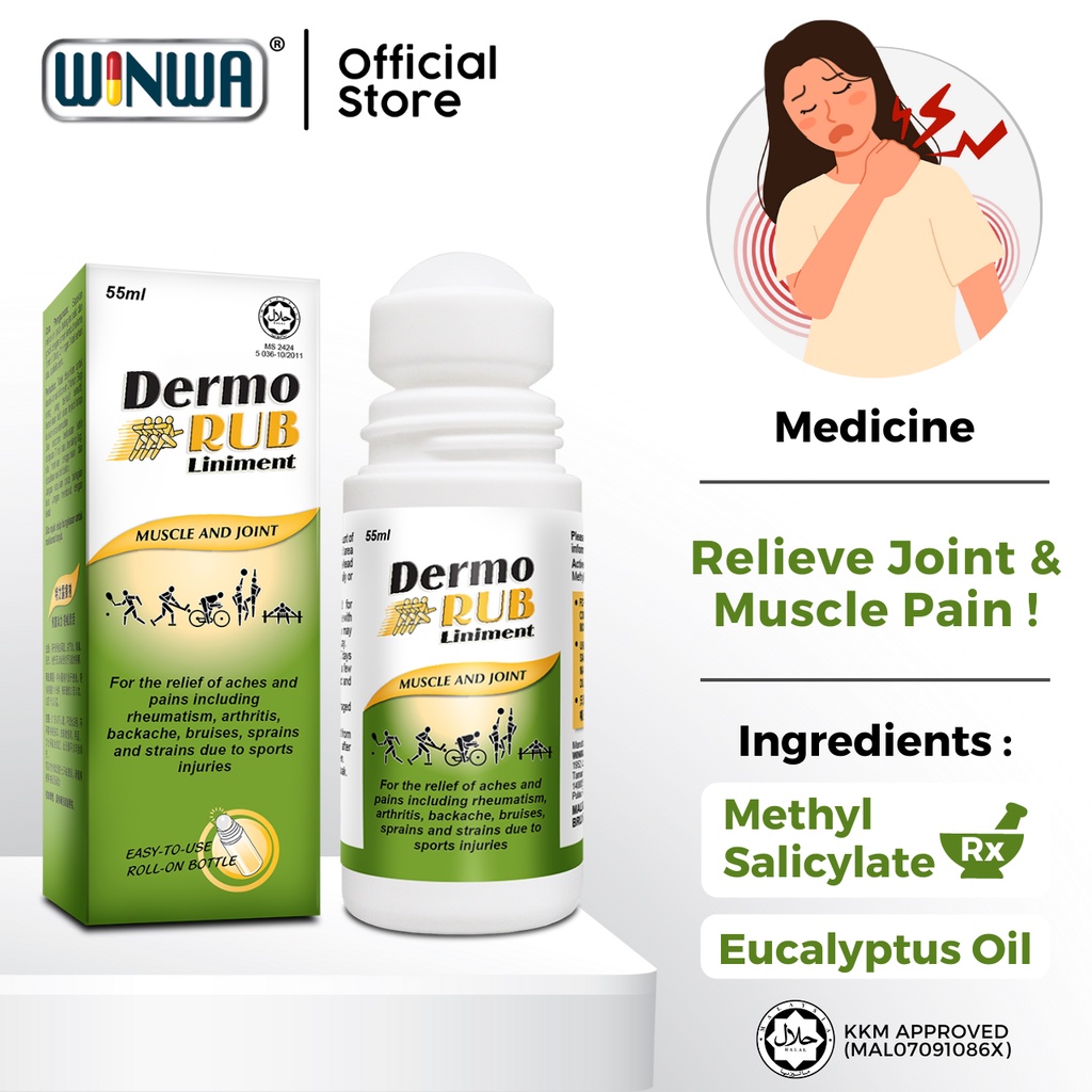 Dermo Rub Roll On Liniment (55ml) - For Muscle & Joint Pain | Shopee ...