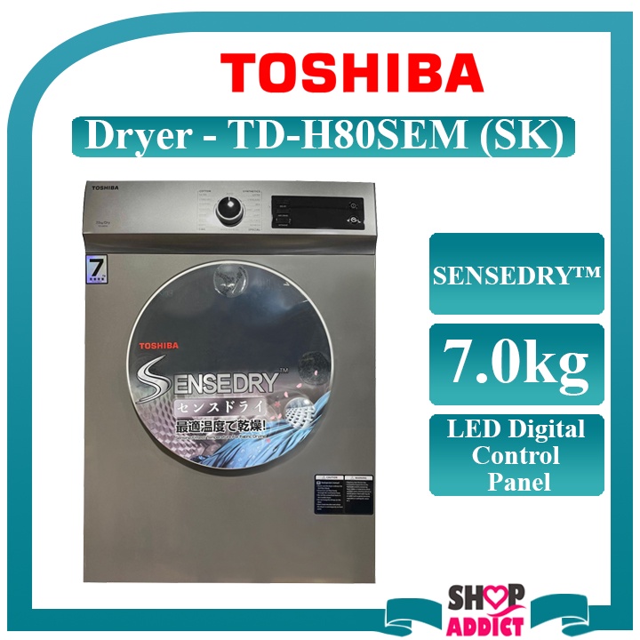 Toshiba 7kg Tumble Dryer with 16 Programs TD-H80SEM(SK) | Shopee Malaysia