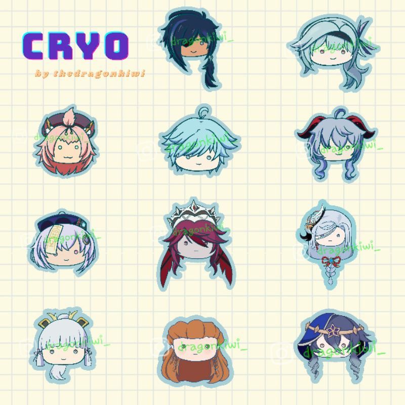 [Genshin Impact] CRYO Character Stickers | Shopee Malaysia