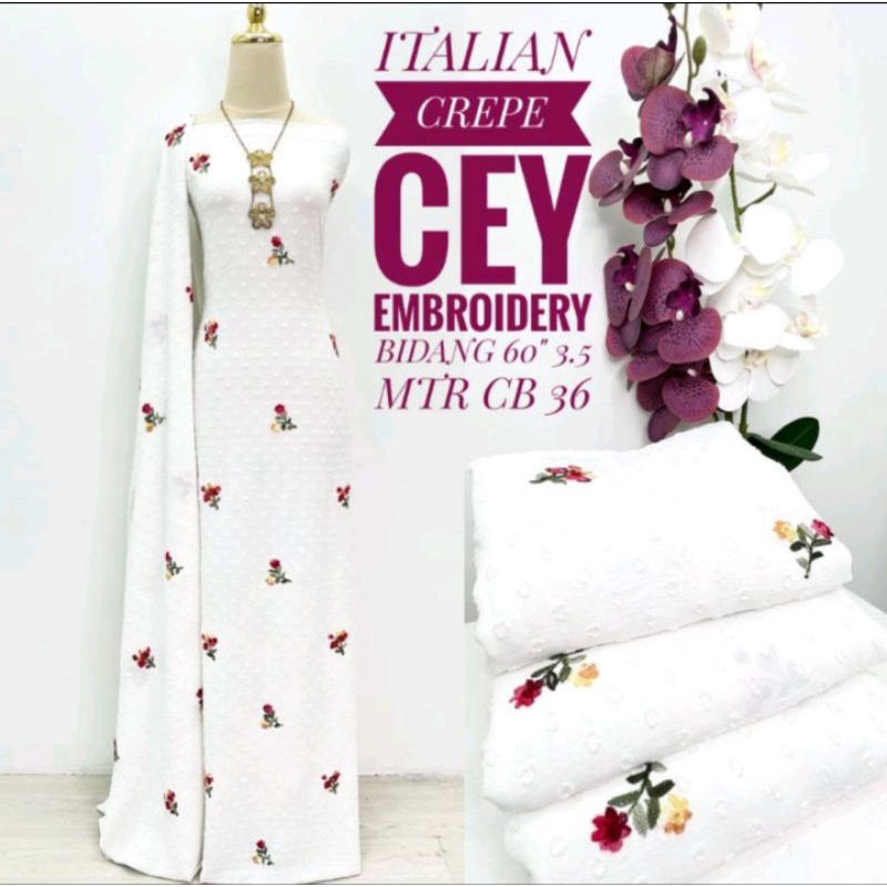 CEY Embroidery,Kain pasang,CEY Embroidery Sulam,Ready Stock,Bidang 60 ...