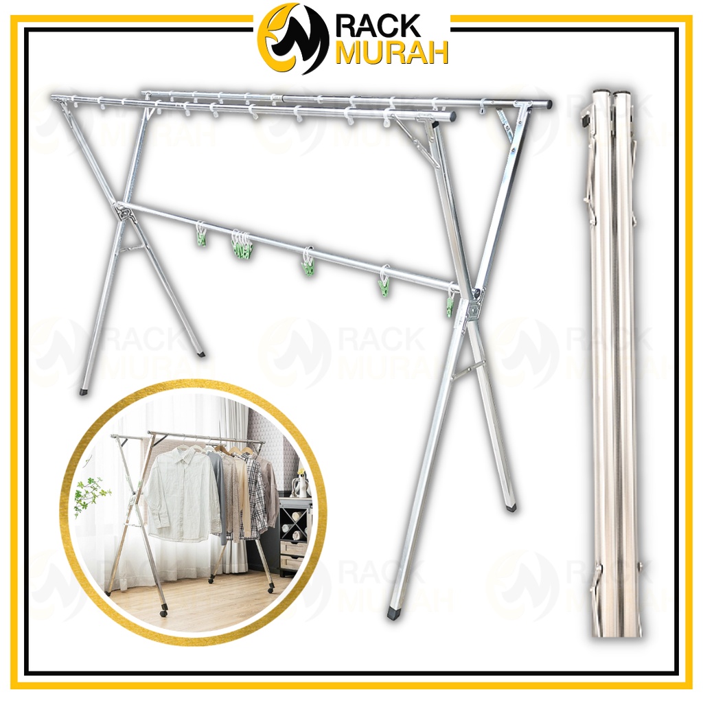 HEAVY DUTY EXTENDABLE FOLDABLE DISPLAY HANGING RACK / RAK BESI MUDAH ...