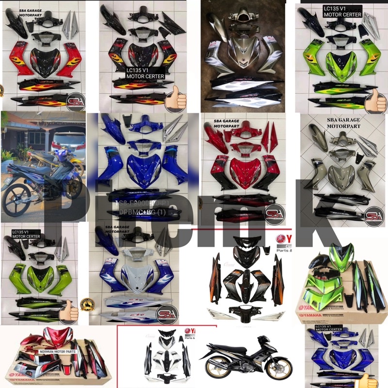 Coverset Bodyset Yamaha LC LC135 V1 merah api/ biru api/ Hijau Api ...