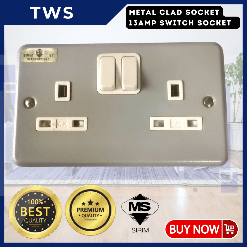 Tws 2 Gang High Quality Metal Clad Socket 13amp Switch Socket Sirim