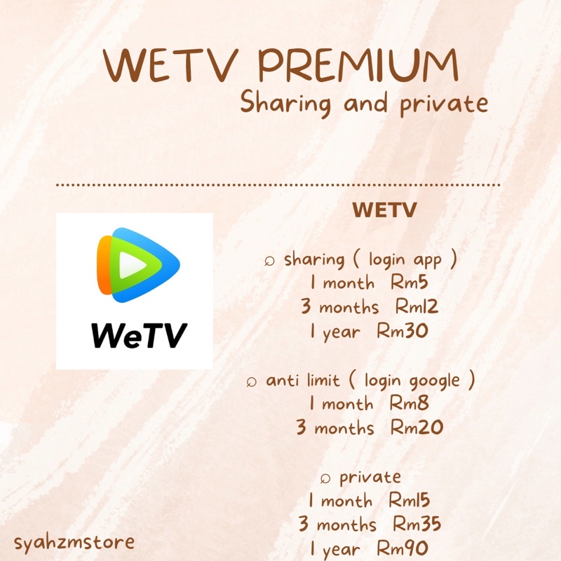 WETV PRIVATE & SHARING PREMIUM RM5 | Shopee Malaysia
