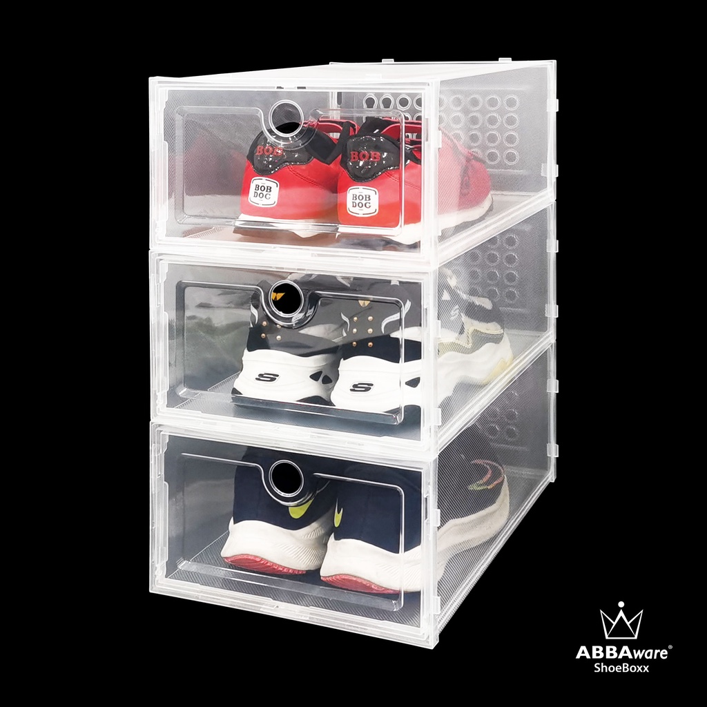 Abbaware Transparent Shoe Box Superclear/ Kotak Kasut /Stackable Shoes ...