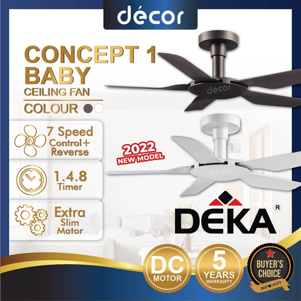 DEKA Fan DEKA CONCEPT 1 BABY 42" 5 Blades 7 Speed Forward + Reverse DC ...