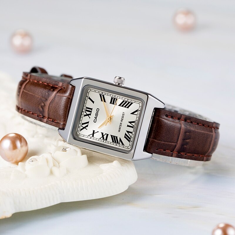 Casio Lady Leather Analog Quartz Watch LTP-V007L / LTP-V007L-9B ...