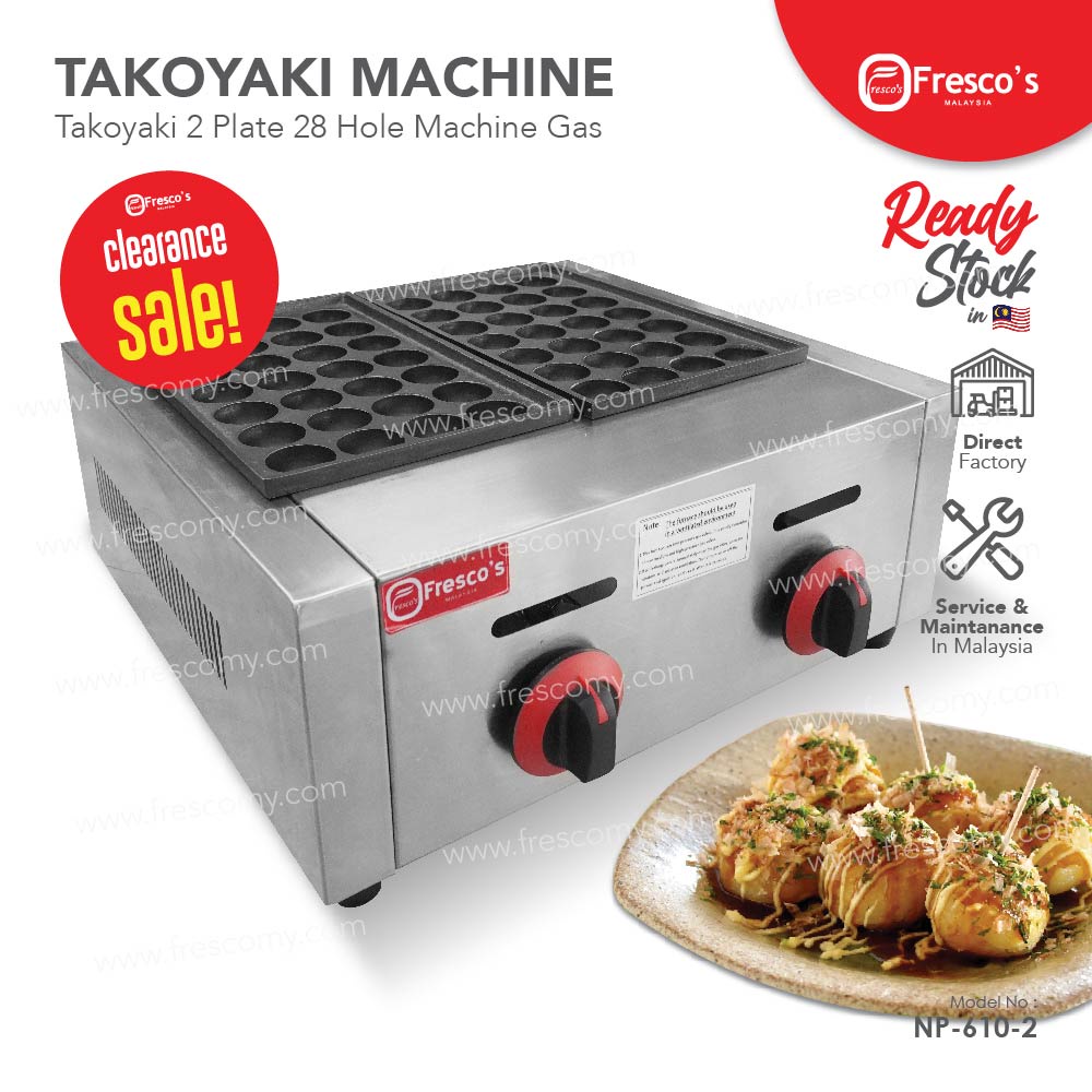 [CLEARANCE] Fresco Takoyaki 2 Plate 28 Hole Machine Dapur Takoyaki ...