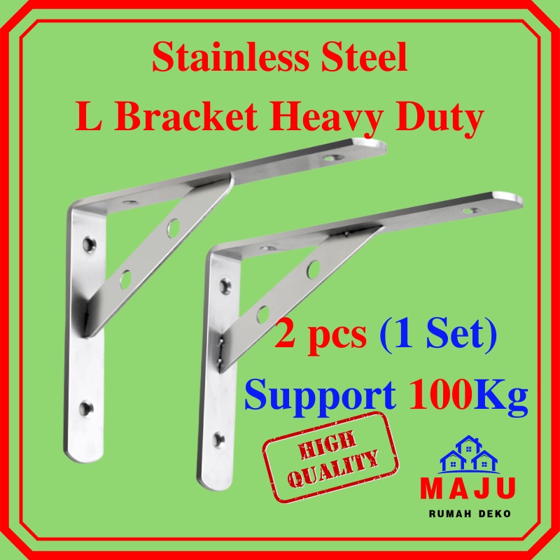 MAJU 2pcs Heavy Duty L shape Bracket Stainless Steel 304 wall dinding ...