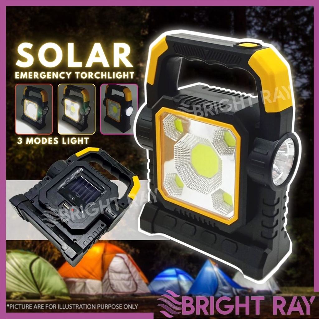 LAMPU KECEMASAN Solar Torchlight Rechargeable LED Flood Light Emergency ...