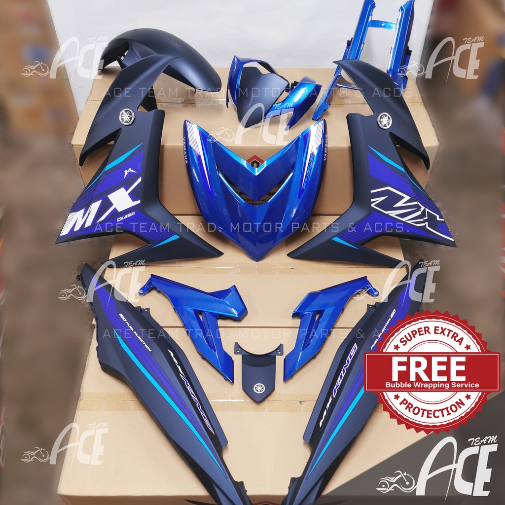 Coverset Y15 V1 V2 MX King Indo Blue Matt Ysuku Y15V1 Y15V2 Yamaha Cover Set MXKing Indonesia ...