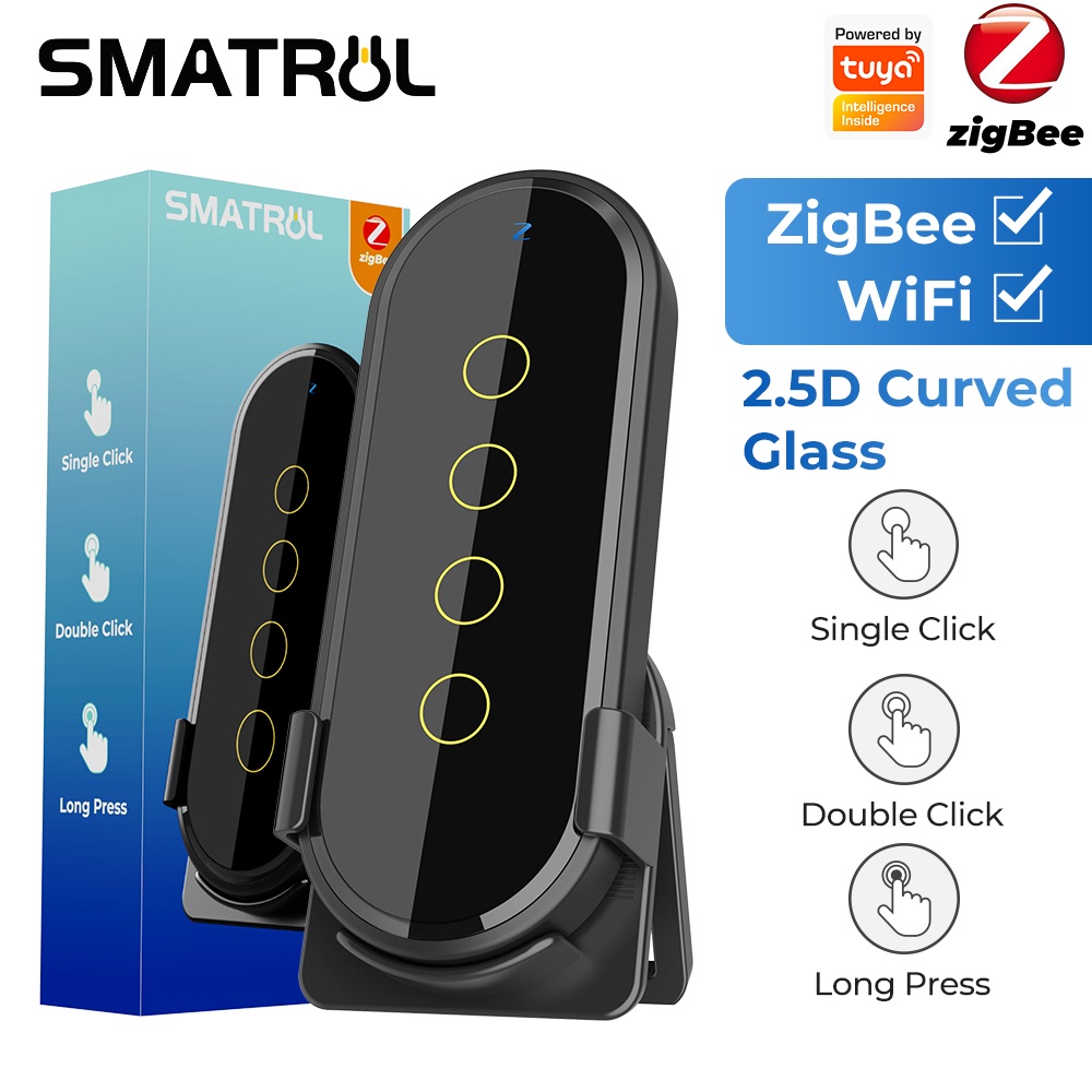 SMATRUL Tuya ZigBee Wireless Smart Home Scene Switch Light 4 Gang 12 Scene Touch Light Switch ...