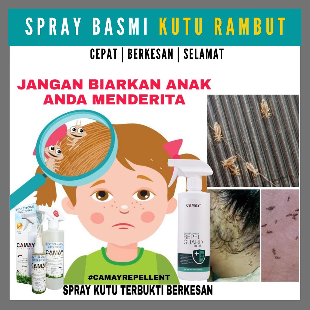 SPRAY CAMAY HAPUS KUTU KEPALA ORGANIK TANPA KIMIA BERBAHAYA, SELAMAT ...