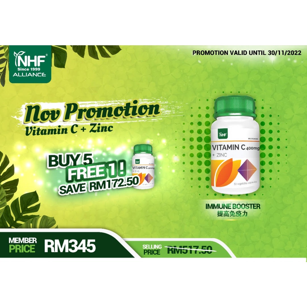 (NOV PROMO) NHF Vitamin C + Zinc (450mg X 60 caps) | Shopee Malaysia