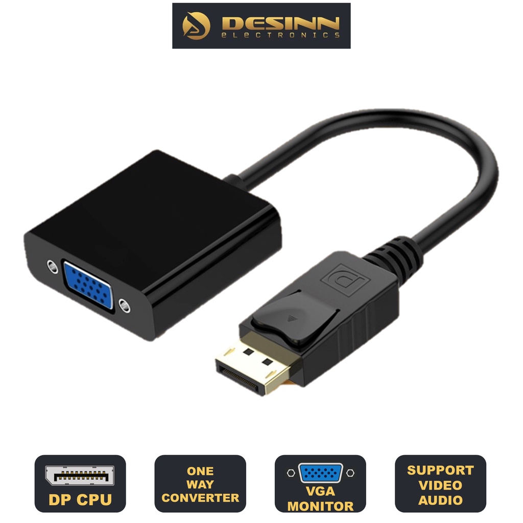 DisplayPort to VGA Adapter DP Cable Male to Female Adapter Cord ...