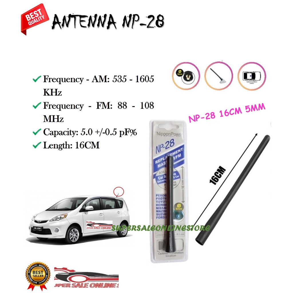Nippon Car Antenna NP28 Nippon Power / Antenna For Perodua Myvi Alza Suzuki Swift | Shopee Malaysia