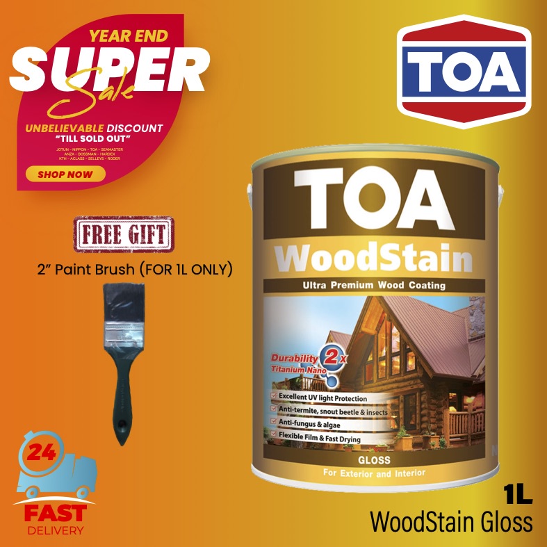 1L TOA Woodstain Interior & Exterior Wood Paint Shellac Wood (Gloss ...