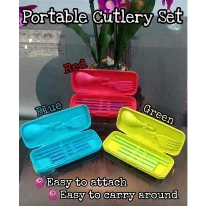 Tupperware portable cutlery set (blue) | Shopee Malaysia