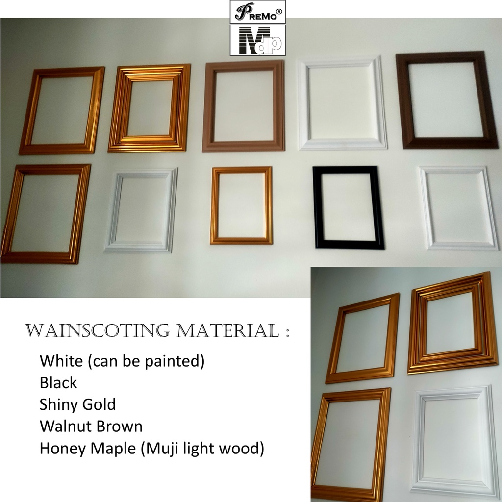 PREMO Wainscoting Wall Decoration-White-Gold-Feature Statement Wall ...