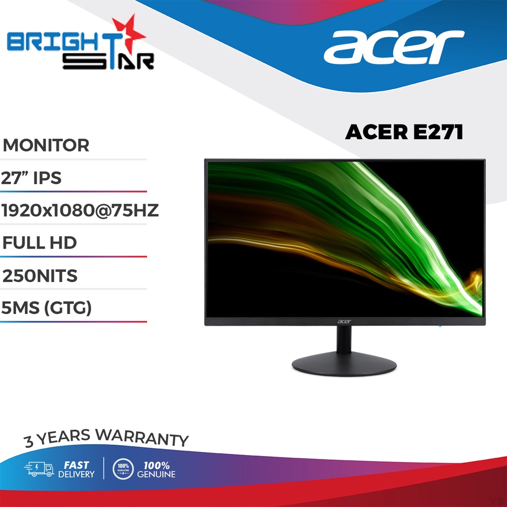 ACER 27" ACER NITRO VG270 VG270E E271 GAMING MONITOR / 27" IPS ...