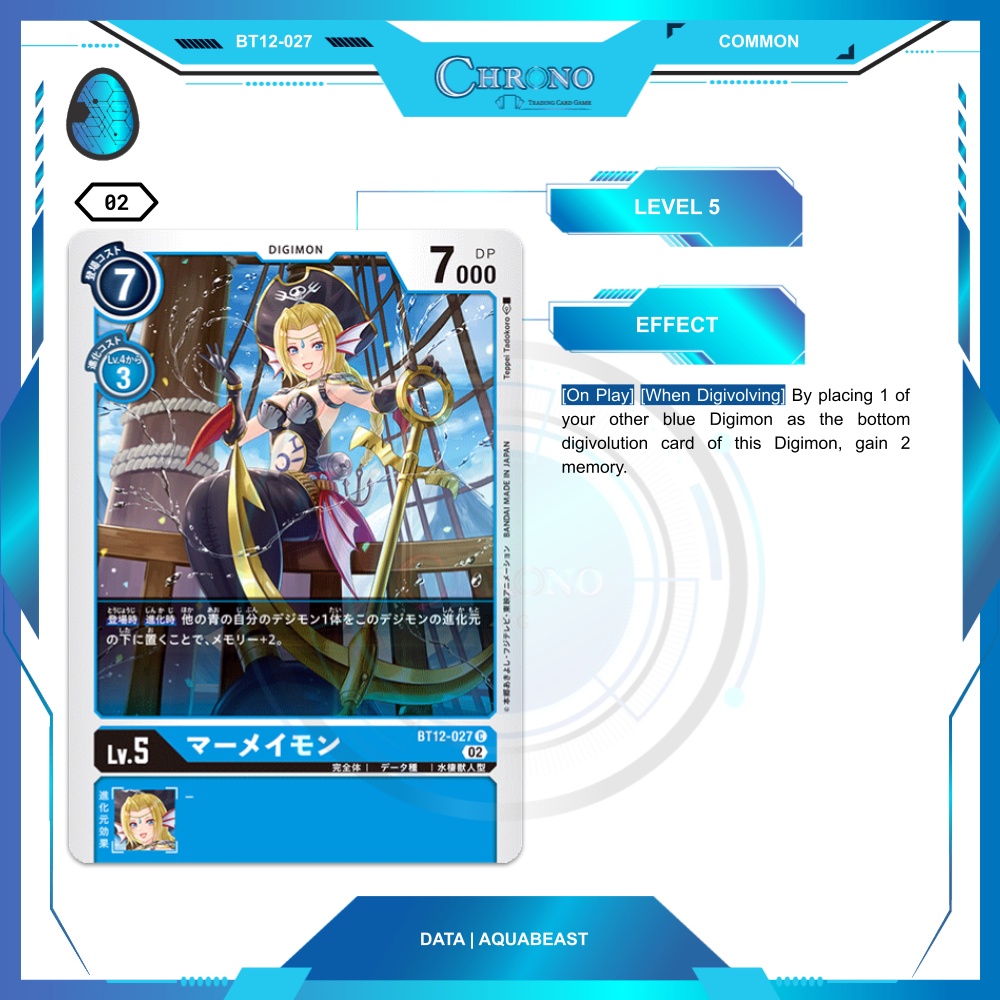 BT12-027 | Mermaimon | Common | Digimon Card Single | Chrono TCG | Across Time | BT12 Blue ...