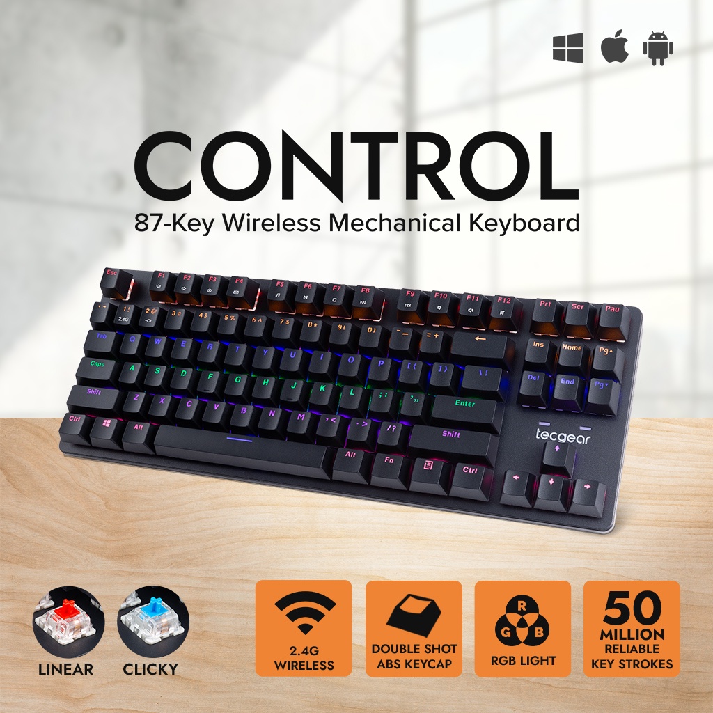 # Tecgear Control 87 - Tenkeyless Wireless RGB Mechanical Keyboard ...