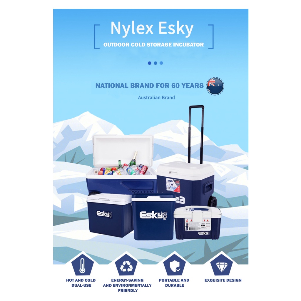 Esky Outdoor Portable Cold Storage Incubator 26L Ice Box Kotak Air Batu ...