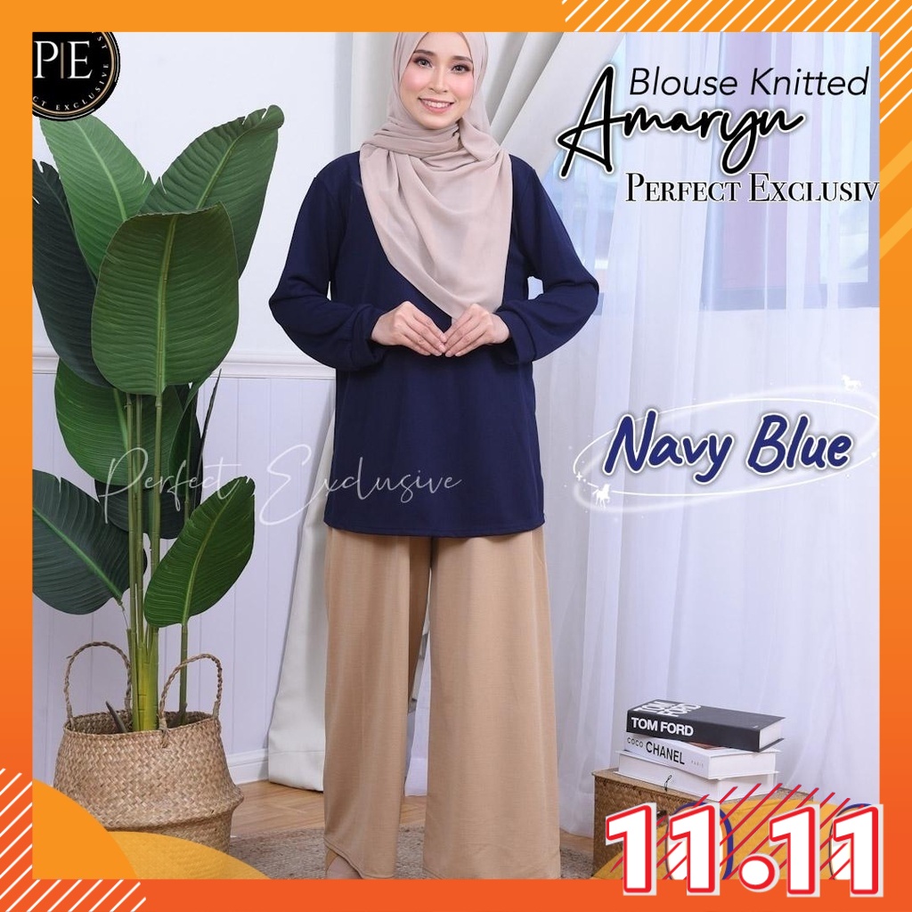 PERFECT EXCLUSIVE AMARYN PREMIUM KNITTED BLOUSE ROUND NECK | Shopee ...