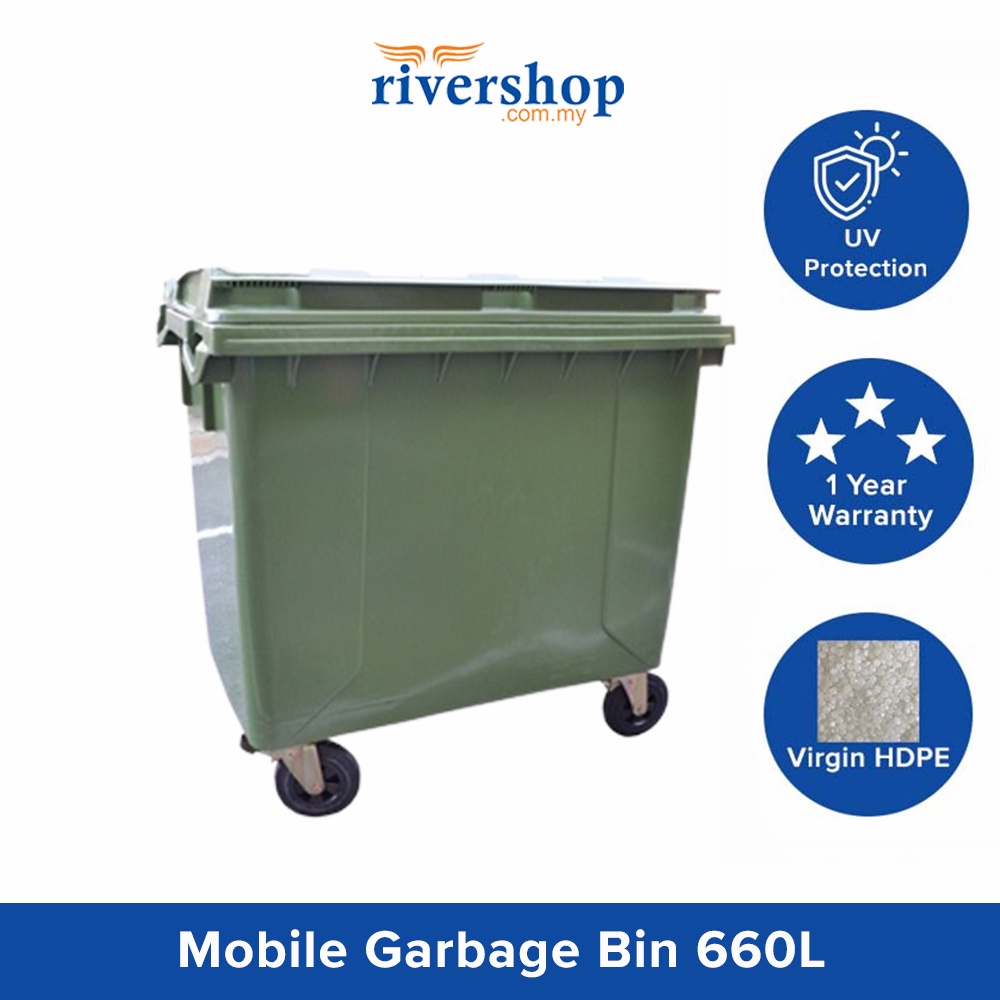 660L Mobile Garbage Bin/ Heavy Duty Outdoor Dustbin/ Tong Sampah Besar ...