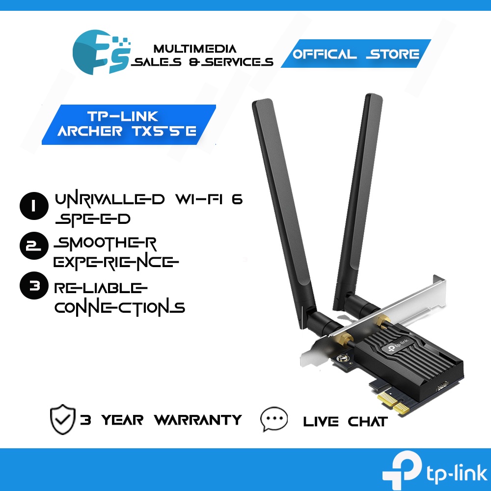 Tp-Link Archer TX55E AX3000 Wi-Fi 6 Bluetooth 5.2 PCIe Adapter | Shopee ...