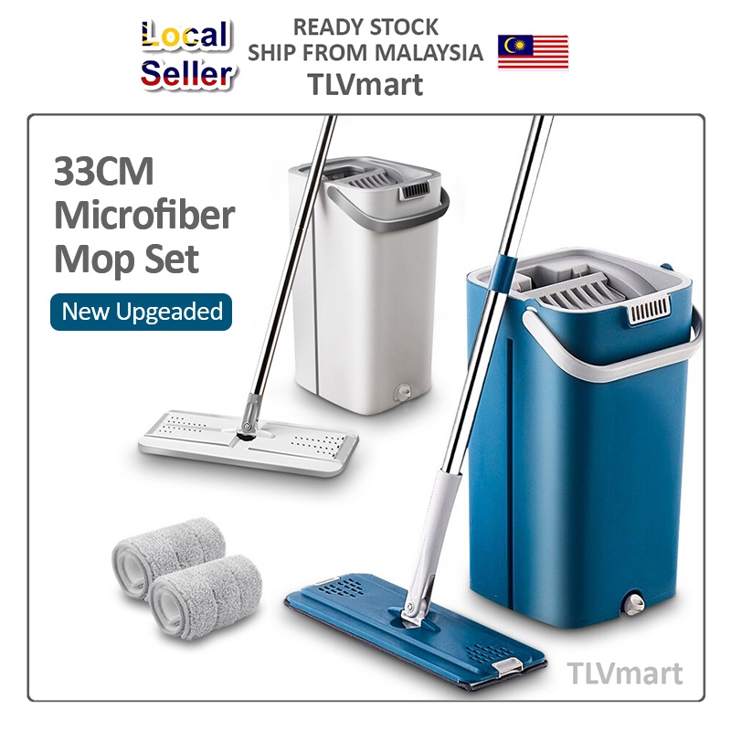New Upgraded Sweeper Mop Self Clean Microfiber Mop Set Wash Dry Hand ...