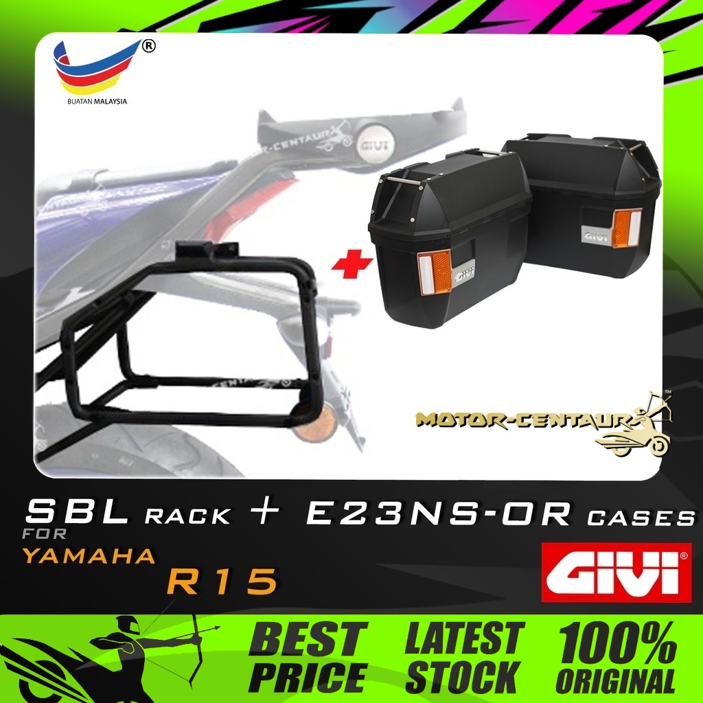 SET KOMBO KOTAK/BOX GIVI E23 E23N-S-OR SIDE CASES + YAMAHA R15 SBL ...