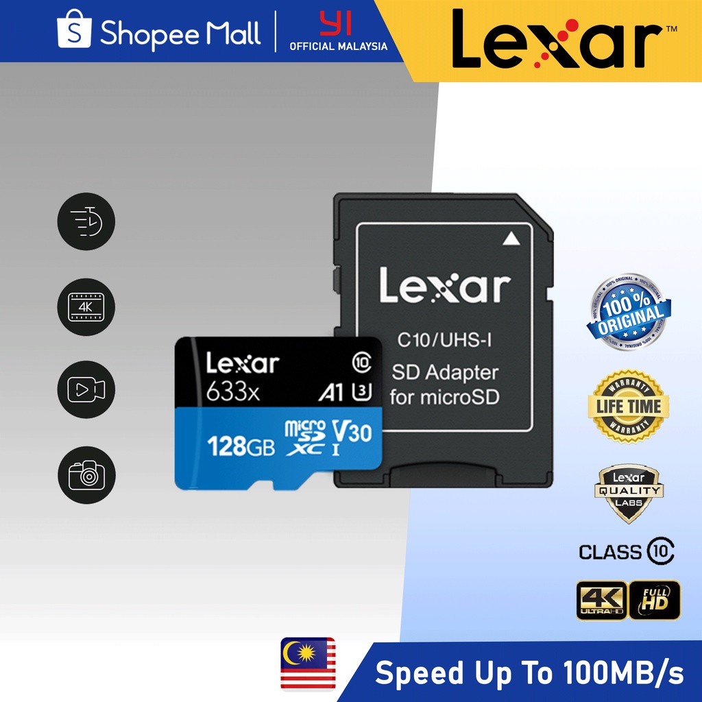 Lexar 128GB U3 Micro SD Card Class 10 Original 633x microSDXC UHS-I ...