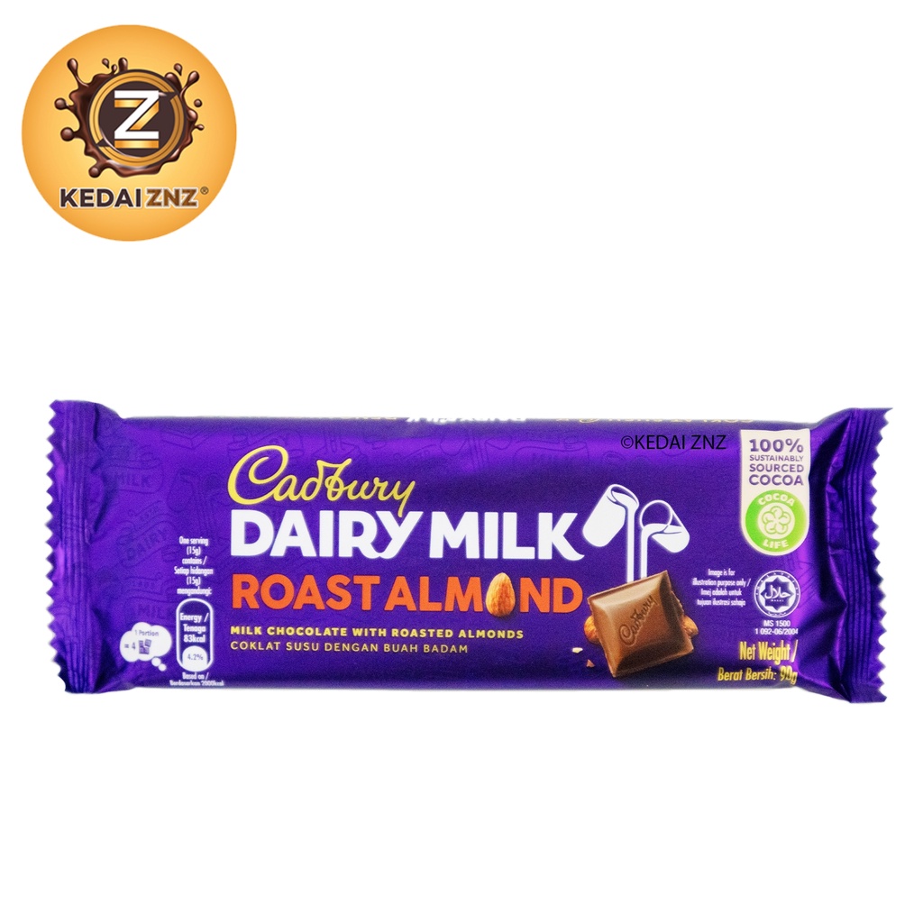 Chocolate Cadbury Dairy Milk ROAST ALMOND Chocolate Bar 90g Coklat ...