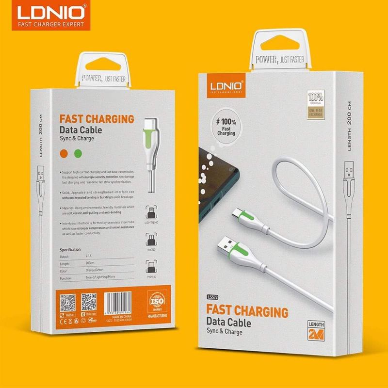 LDNIO 2 Meter Cable Length : 2000mm Data cable Mirco cable Type C ...