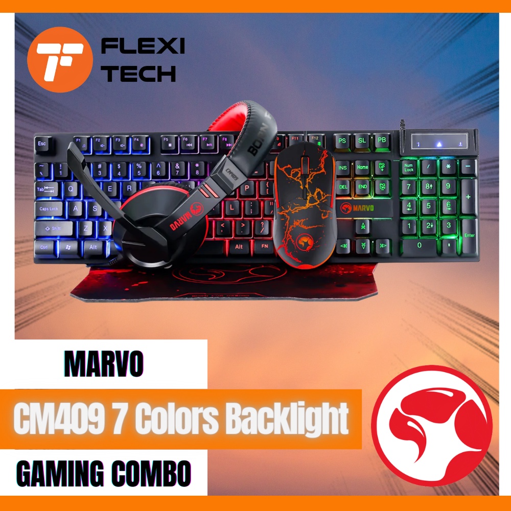 Flexi Tech MARVO CM409 4-in-1 Advanced Gaming Combo Keyboard | Shopee ...