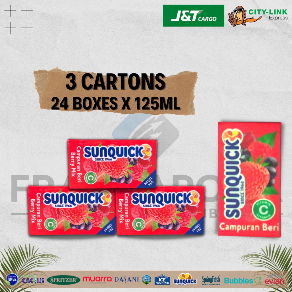 Sunquick Mix Berry Kotak Juice Drink 3 Carton (72 x 125 ml) with FAST ...